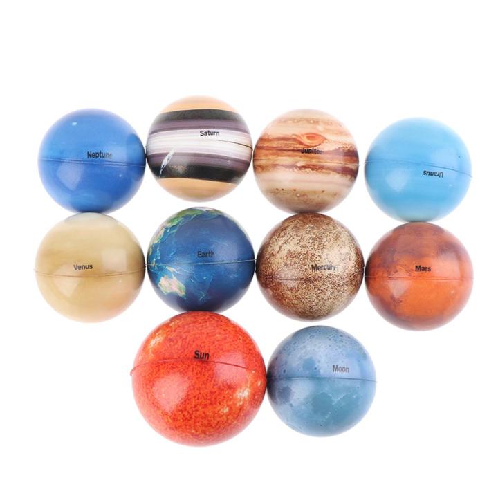 9Pcs 6.3cm Eight Planets Sun Earth Moon Star Ball Soft Foam PU Squeeze ...