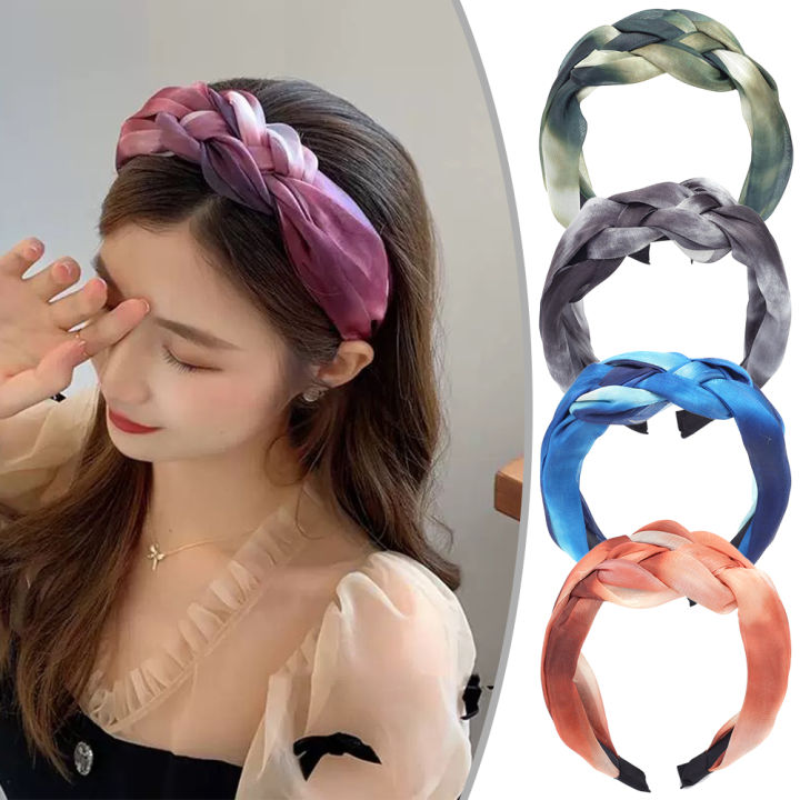 Fashion Hair Hoop Hair Bands for Women Girls Color Gradient Wide Edge ...