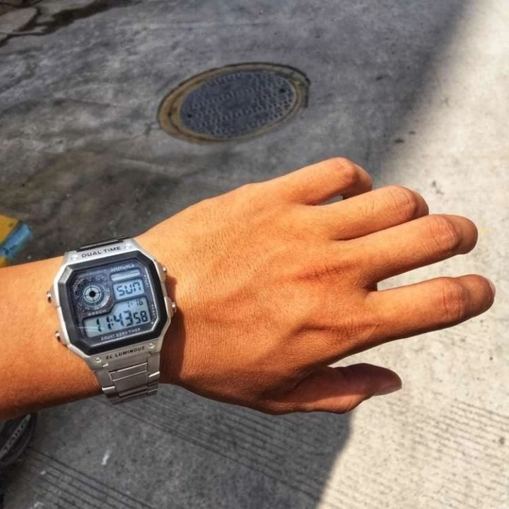 Men Watches Waterproof LCD Colorful Cold Light Watch Stainless Steel ...