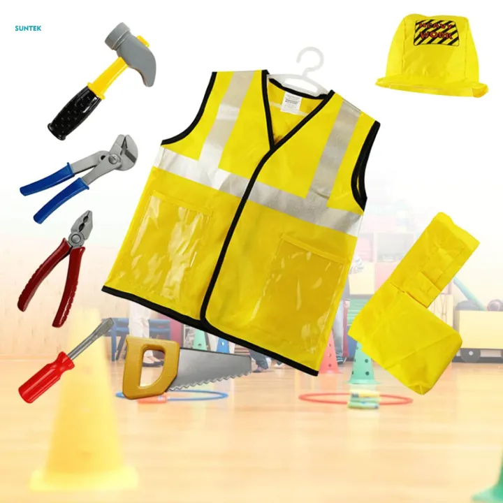 Cosplay Worker Costume, Kids Builder Career Outfit Creativity Role Play ...