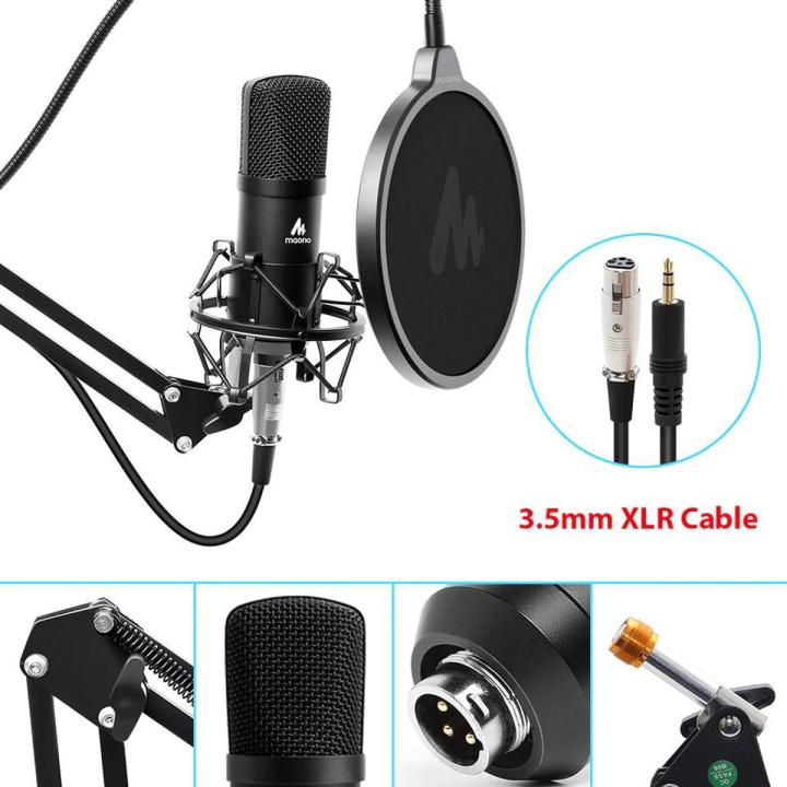 MAONO AU-A03 Podcast Studio Condenser Microphone with Boom Arm Kit For ...