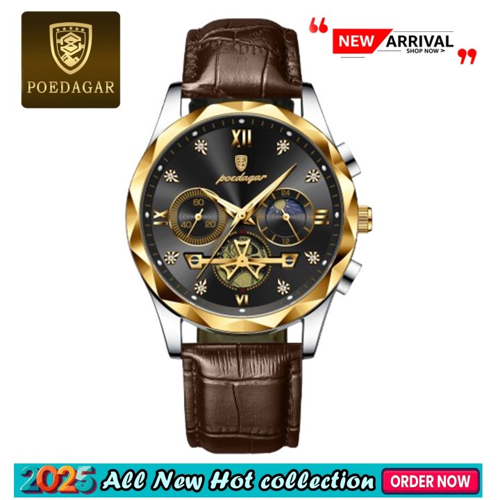 Poedagar 996 Leather Analog Watch for Men - Watch For Men - Watch ...