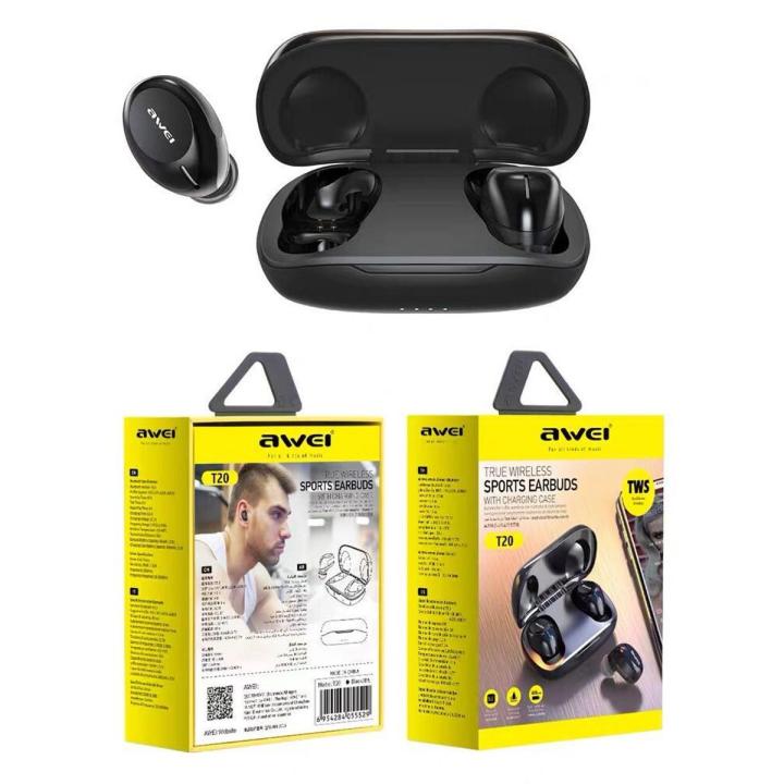 Awei T20 Touch Control Earbuds TWS Bluetooth 5.0 HiFi Sound True ...