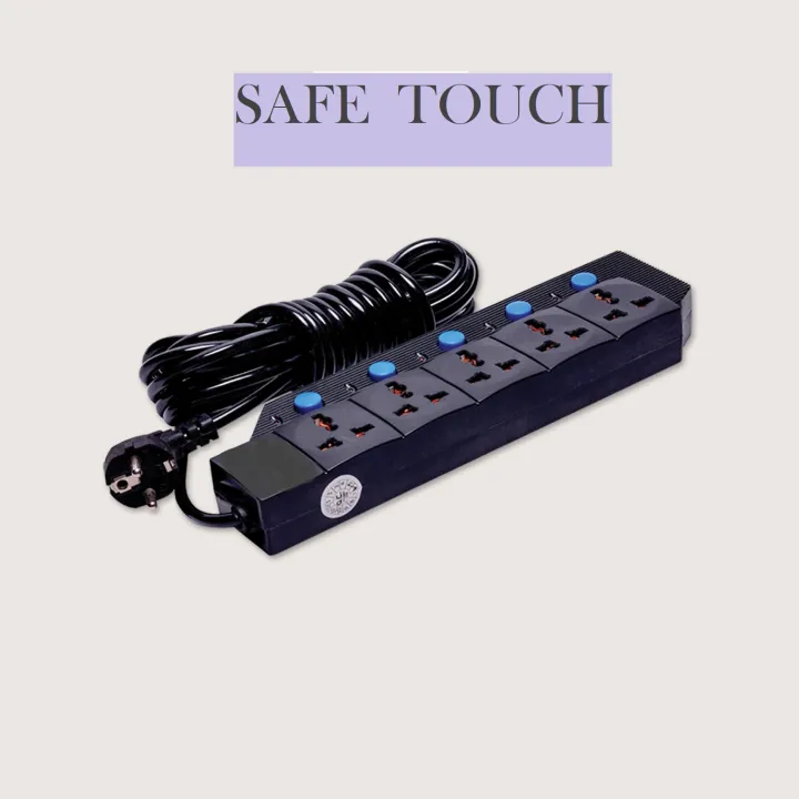 Extension SAFE TOUCH ST-512 Multiplug 5 Port Extention Socket Black ...