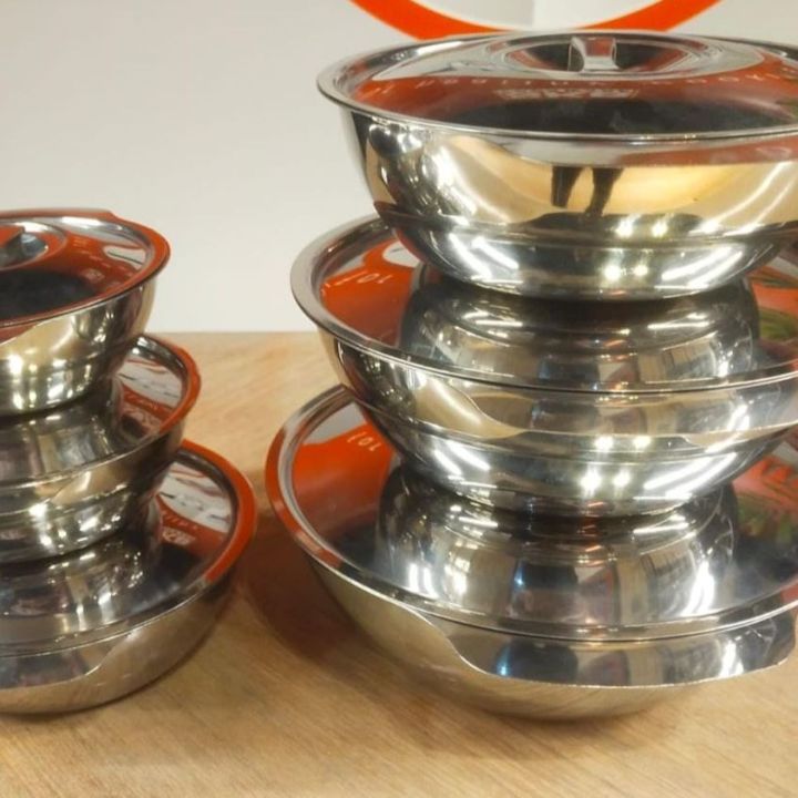 SKB Stainless Steel "Soup Bowl" 12 cm 6 pics full set with SS Lid, sus ...