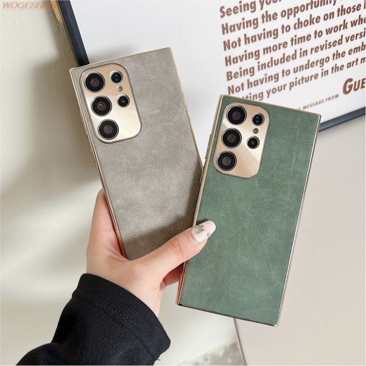 Metal Lens Suede Lambskin Leather Phone Case For Samsung Galaxy S22 S23 ...