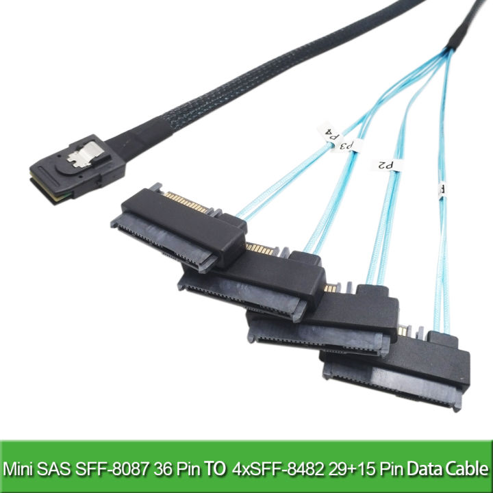 Mini-SAS to SAS-Cable SFF8087 to SAS SFF-8087 to SFF-8482 Connector 4X ...