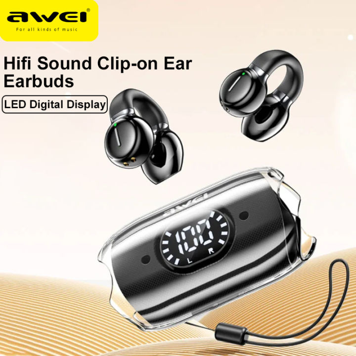 Awei TZ7 Soft Ear Clip-on Sports Wireless Headphones Bluetooth 5.3 ...