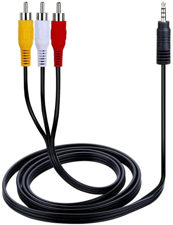 1.5m 3 RCA MALE to 3.5mm MALE PLUG AUDIO VIDEO AV Cable | Daraz.com.bd