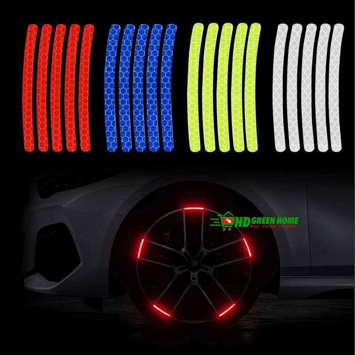 20 pcs x Wheel Rim Reflective Sticker Car Bike Tire Reflective Stickers ...