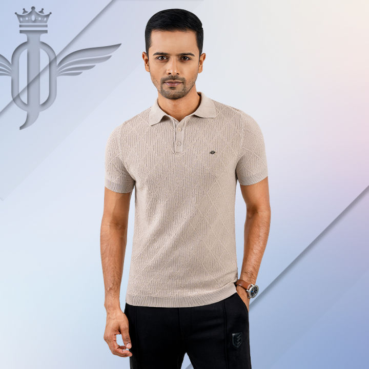Oxygen Premium Half Sleeve Cream Color Knit Polo For Men | Daraz.com.bd