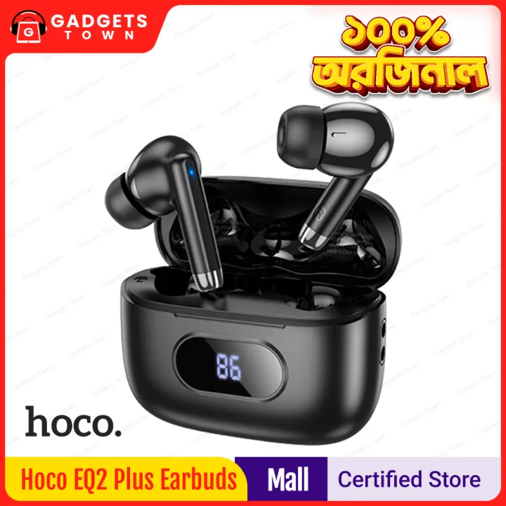 Hoco EQ2 Plus | Bluetooth 5.4 TWS Earbuds | 7 h Playtime & 28 h Case ...