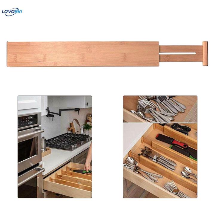 Expandable Bamboo Drawer Dividers, Adjustable Utensil Organizer ...