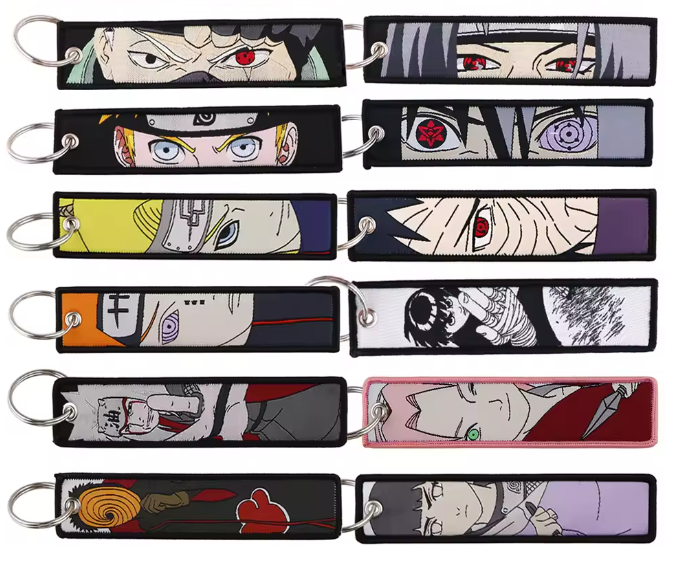 Anime Naruto Woven Label Keychain For Car Motorcycle Backpack Pendant ...