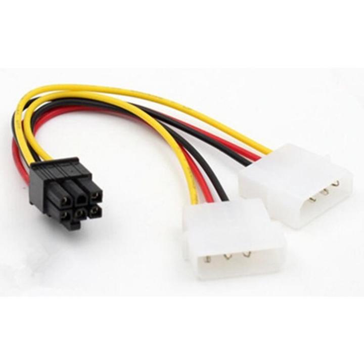 PCI Express 6 Pin To Dual 4 Pin Molex IDE Power Cable Adapter ...