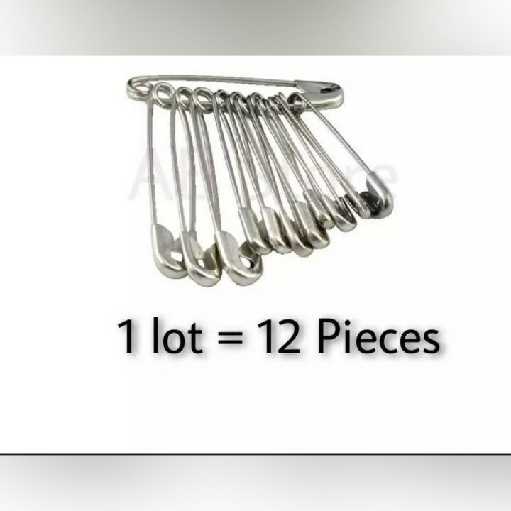 Safety Pin (Silver) - 24 Pieces or 12 Pairs or 2 Dozens | Daraz.com.bd