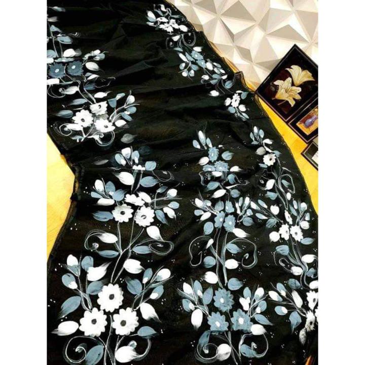 Exclusive Designer Hand Print Resom silk Saree / Resom suti Saree Super ...