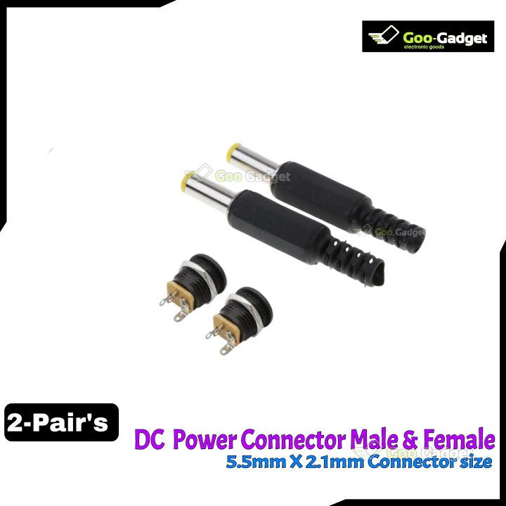 2-Pairs DC Power Plug Male Female Socket Jack 5.5 x 2.1mm Adapter ...