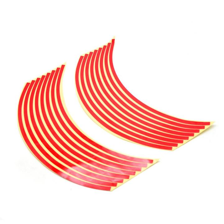 Red 16 Strips Wheel Sticker Reflective Rim Stripe Tape Bike Motorcycle ...