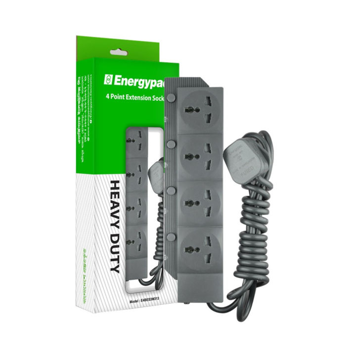 Energypac 13A 4 Point Multi with Earthing Extension Socket 2.25 Meter 3 ...