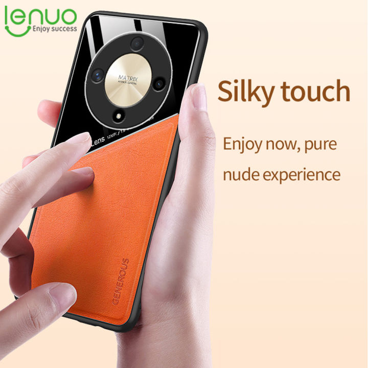 Lenuo For Honor X9b Case Leather Texture Car Magnetic Holder Back Cover ...