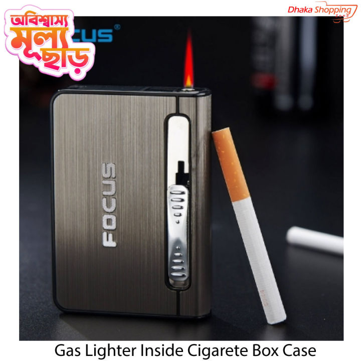 Gas Lighter Inside Cigarete Box Case Cigaretes Holder Automatic Storage ...