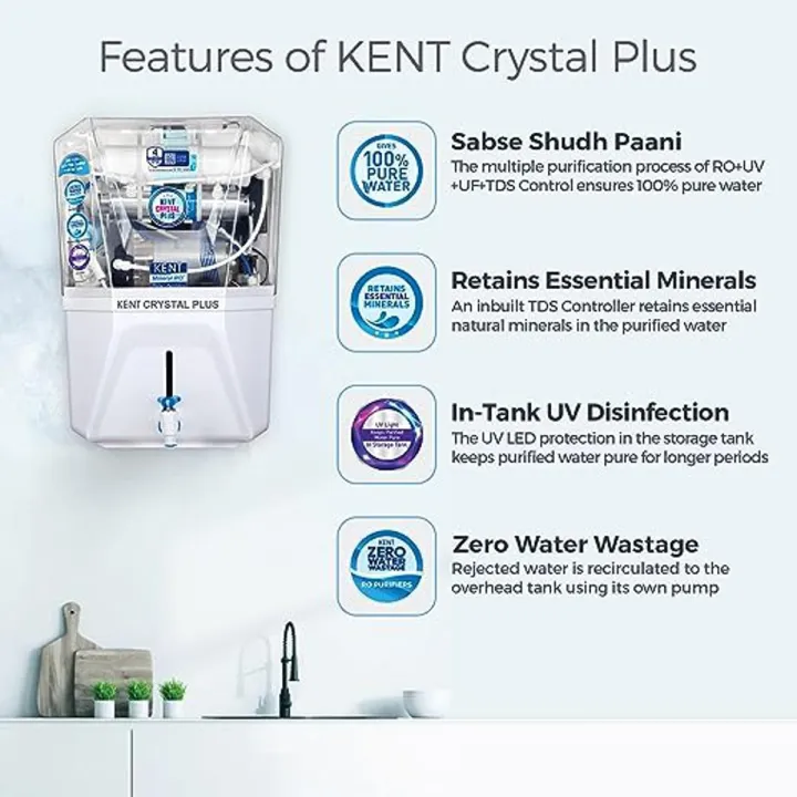 KENT Crystal Plus RO + UV + UF + TDS Control + in-Tank UV Water ...