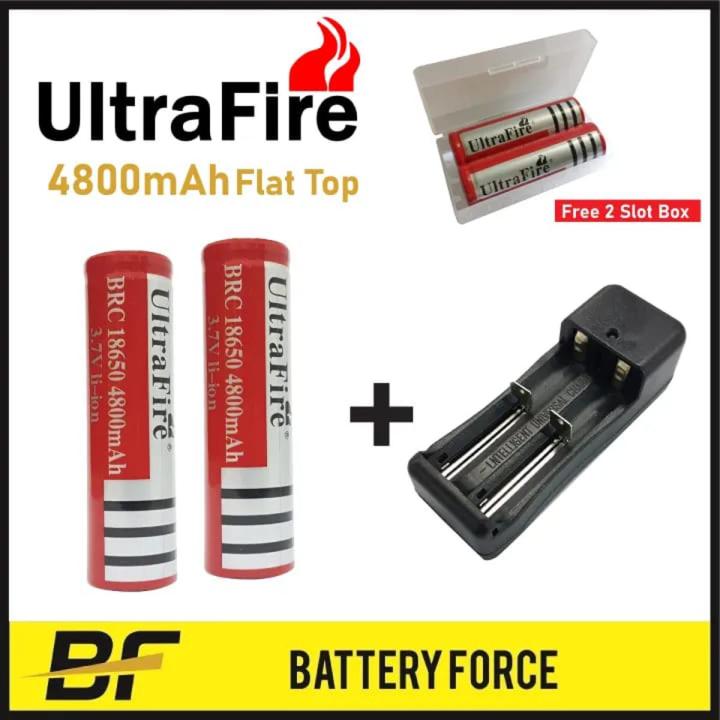 3.7V 18650 UltraFire 4800mAH Flat Top Rechargeable Lithium Ion Battery ...
