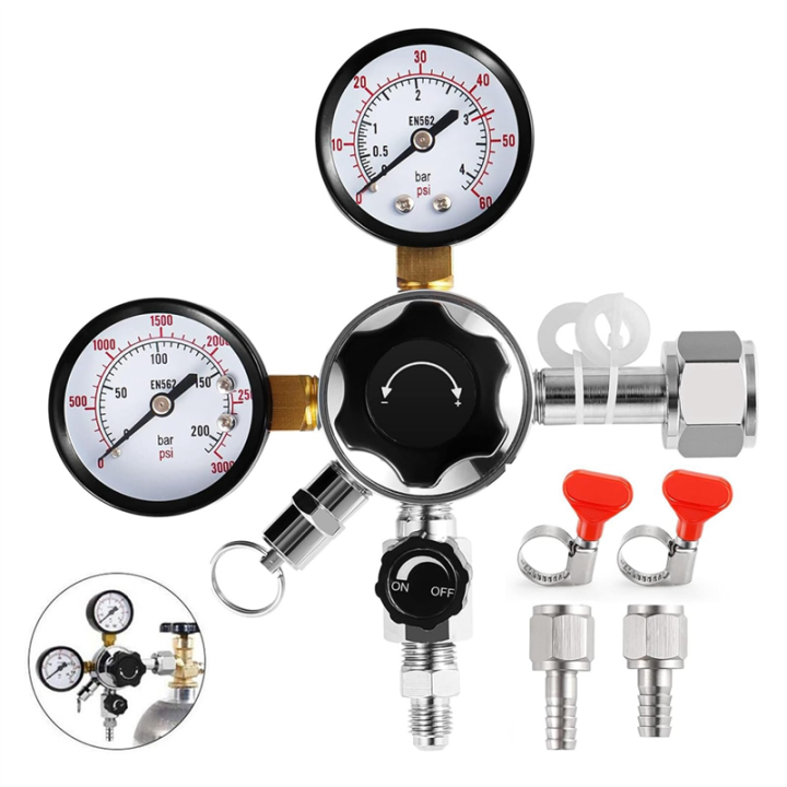 CGA-320 Regulator,Dual Stage Gauge Co2 Regulator for Kegerator Pressure ...