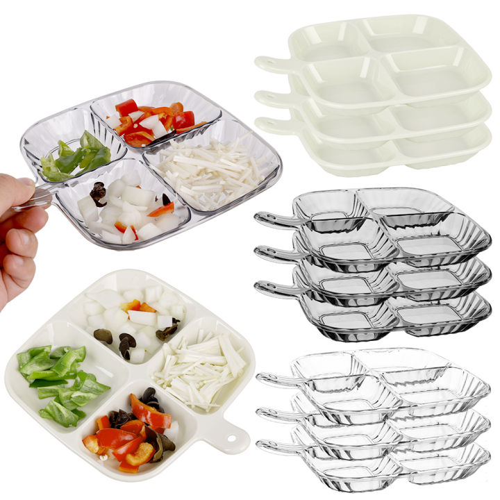 4Compartments Meal Tray Heat-resistant Meal Tray Large Capacity Plate ...