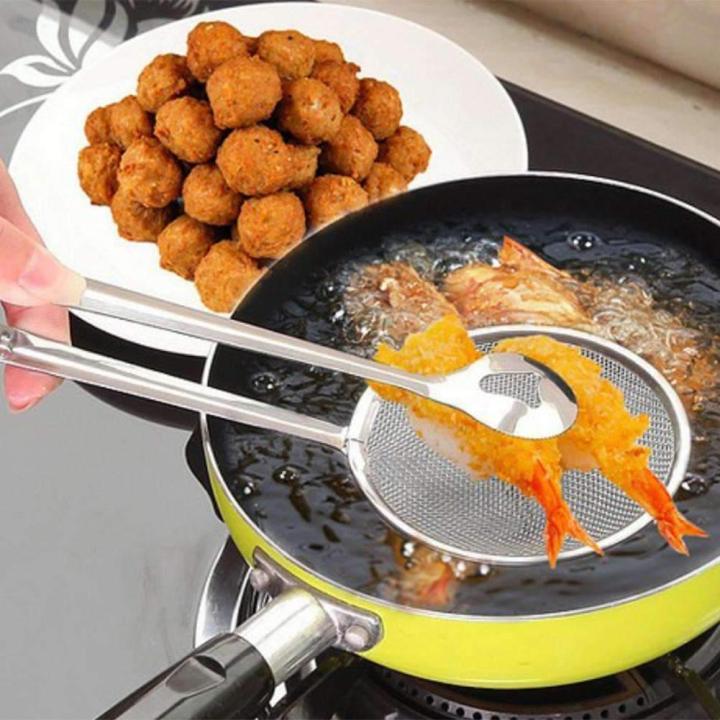 Filter Spoon Strainer With Clip 2 in 1 Fry Tool Oil Frying spoon ...