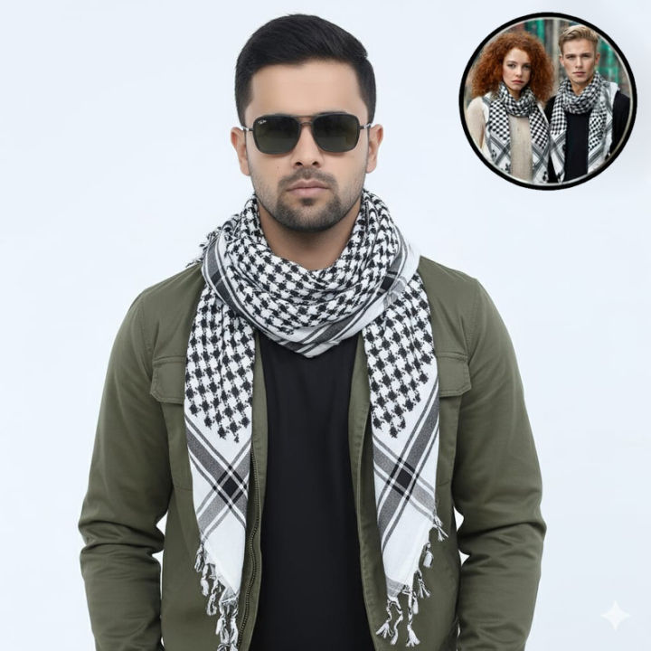 Premium Soft Cotton Haji Rumal | Arab Style Black White Check Winter ...