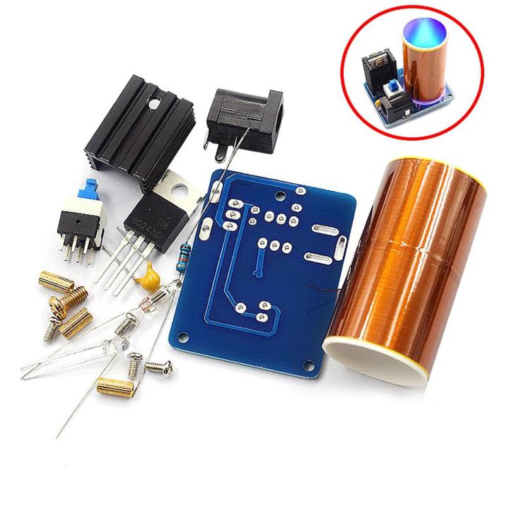 BD243 Mini Tesla Coil Kit Magic Props DIY Parts Empty Lights Technology ...
