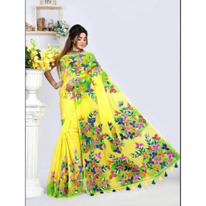 Hand Print Saree Yellow Color Collection Fashionable Stylish and ...