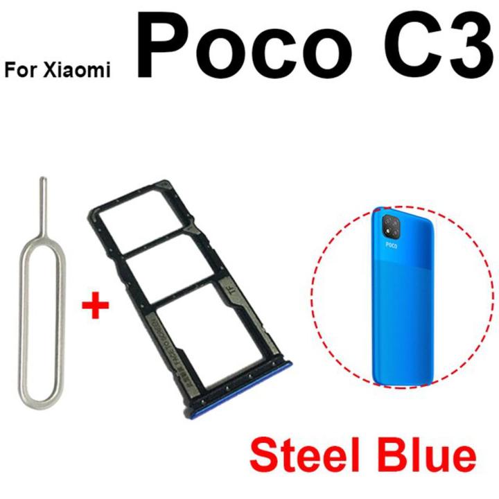 Xiaomi poco C3 Origenal Sim Tray Sim Door Dual Slot Black/blue/green ...
