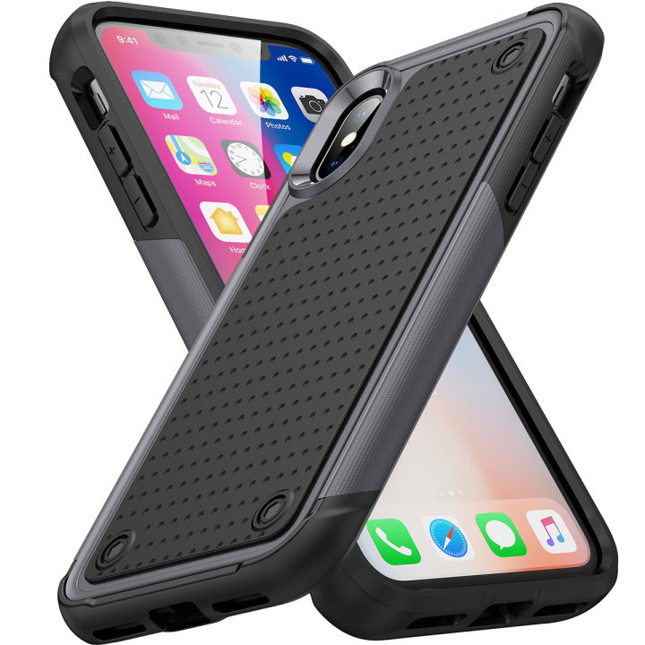 Anti-fall 2 in 1 Heavy Duty Armor Case For iPhone XS / iPhone X Phone ...