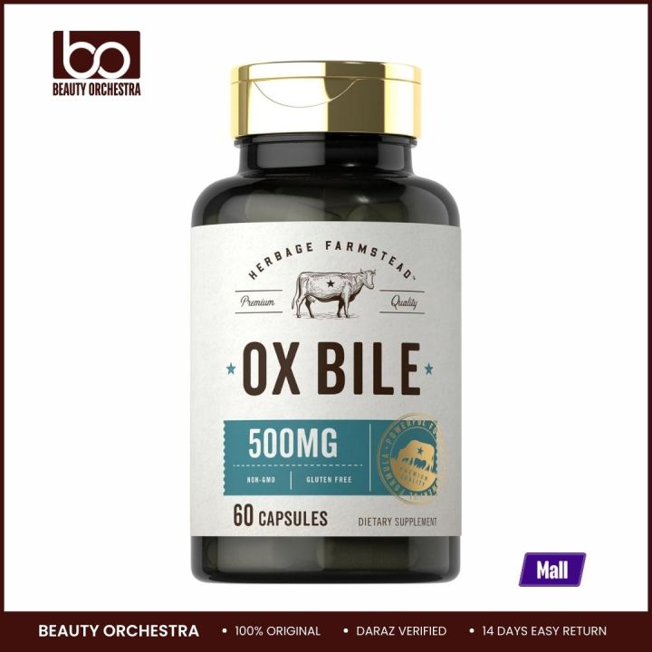 Carlyle Ox Bile Supplement | 500mg | 60 Capsules | Digestive Enzyme | Non-GMO & Gluten Free ...
