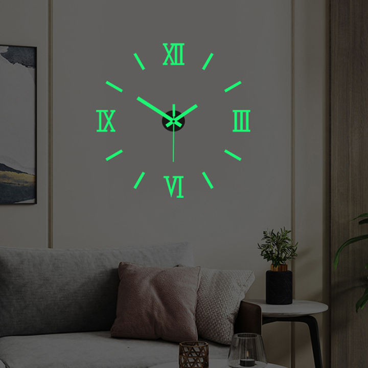 3D Luminous Wall Clock Frameless Acrylic DIY Digital Clock Wall ...