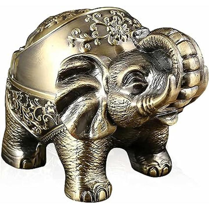 Elephant Windproof Ashtray Metal Ashtray with Lid Classical Elephant ...