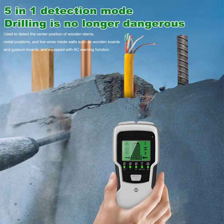SH501 5-in-1 wall detector detects the center of wooden stems, metal ...
