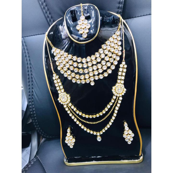 Traditional Wedding/Party Bridal Diamond Cut Necklace Earrings With ...