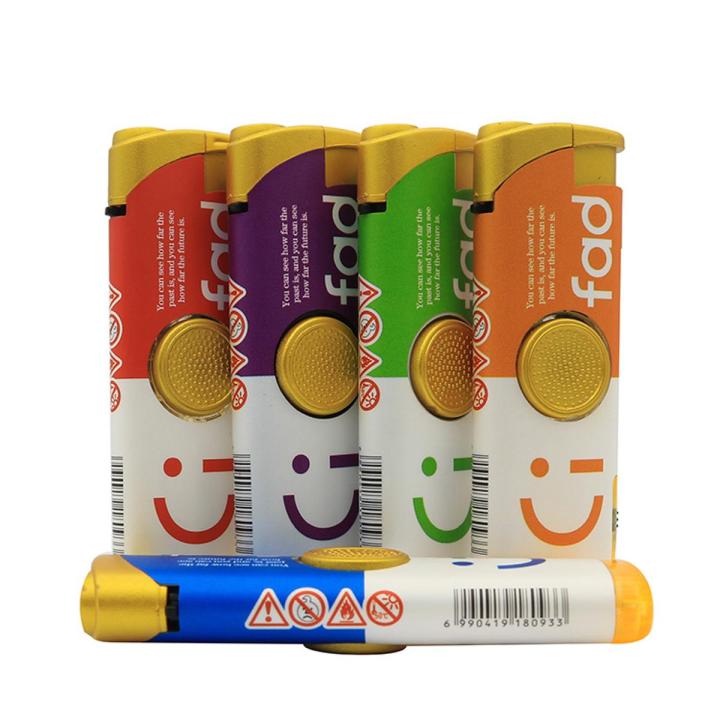Multi Color Refillable Lighters Pocket Lighter With Spinner LED Light ...
