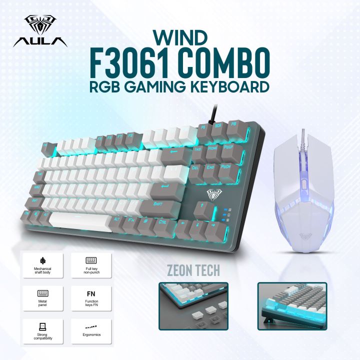 Aula F3061 Wired Grey White Keyboard & Mouse Combo | Daraz.com.bd