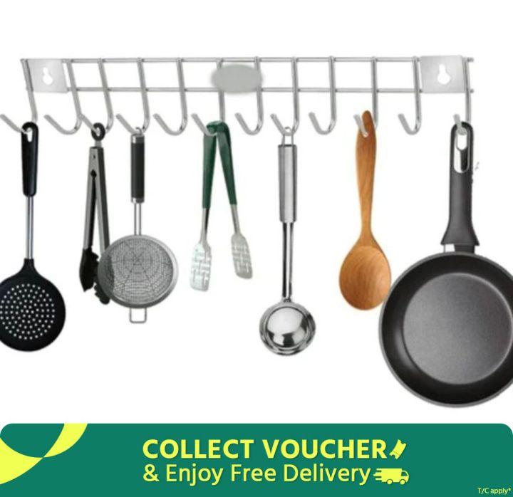 Steel Wall Hanger 10 hook for kitchen Bathroom 14 Inch | Daraz.com.bd