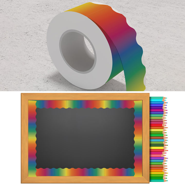 Bulletin Board Gradient Wavy Border Versatile Wavy Sticker Sticker ...