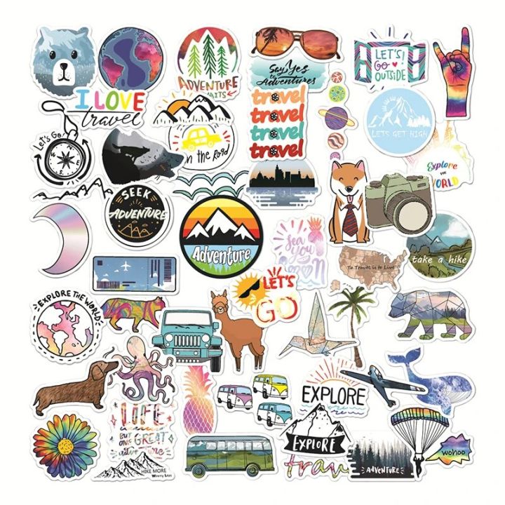 Camping Landscape Stickers Outdoor Adventure Climbing Travel To DIY ...