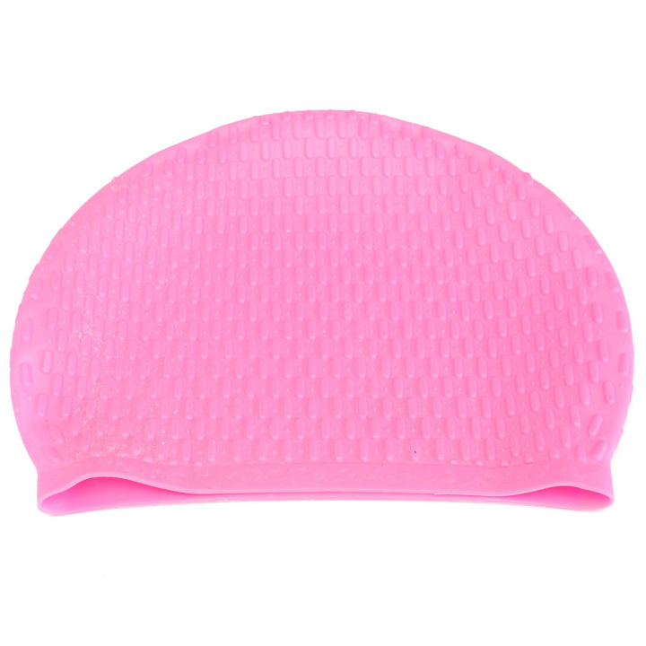 Waterproof Silicone Swim Long Hair Cap - pink | Daraz.com.bd