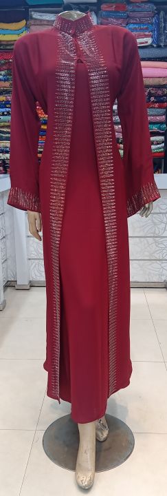 New Attractive High-Quality Mohuya 4 Borkha Set in Dubai Charry Fabric ...