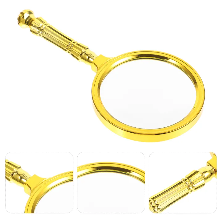 Gold Plated Magnifying Glass Elderly Magnifier Handle Small Handheld ...