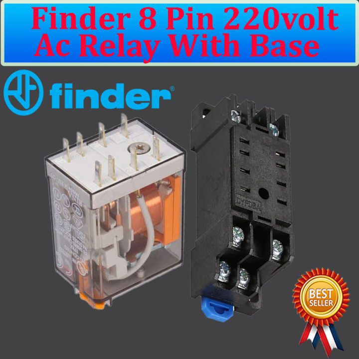 Finder Ac 220/240 5A Coil 8 Pin DPDT Power Electromagnetic General Purpose Relay With Base ...
